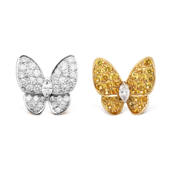 Two Butterfly earrings 18K white gold Diamond Van Cleef Arpels